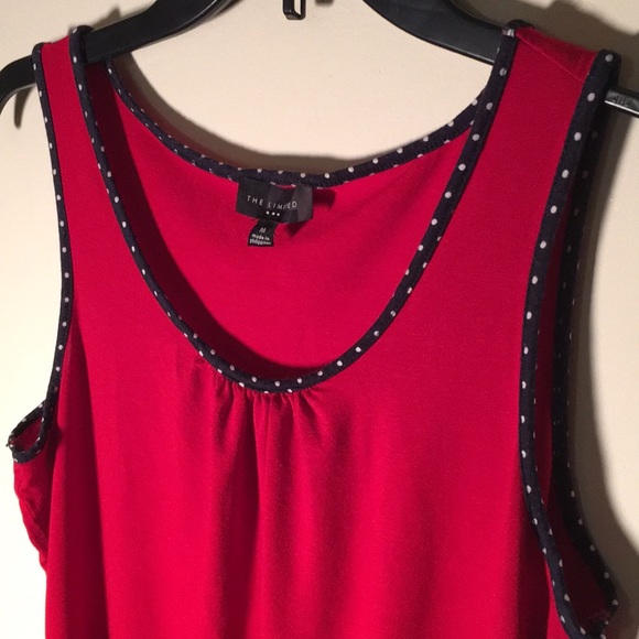 The Limited | Tops | The Limited Red Tank With Blue Polka Dot Trim ...